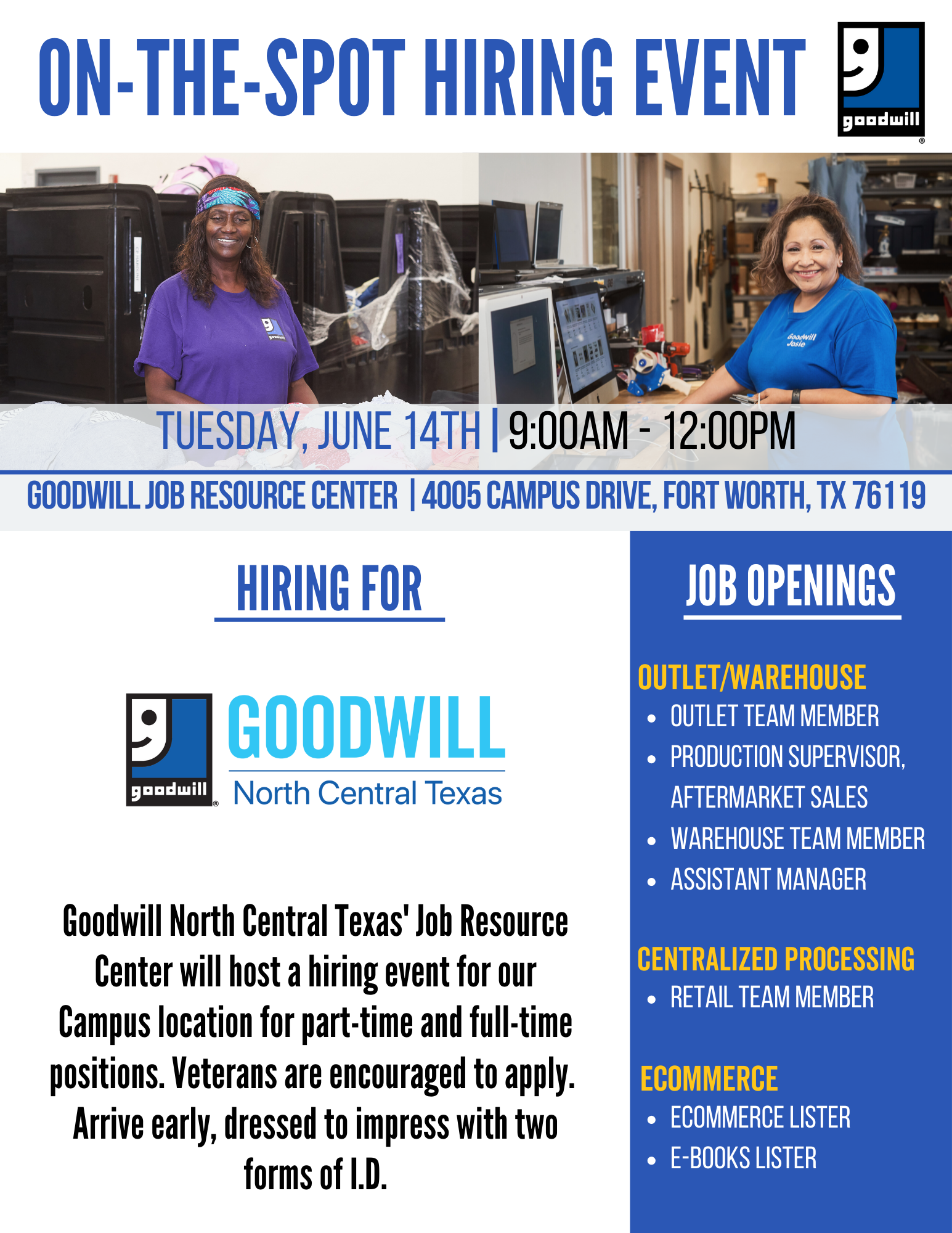Campus Drive Hiring Event | Goodwill North Central Texas