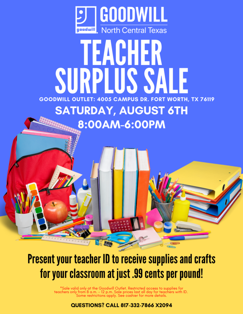 Teacher Surplus Sale | Goodwill North Central Texas