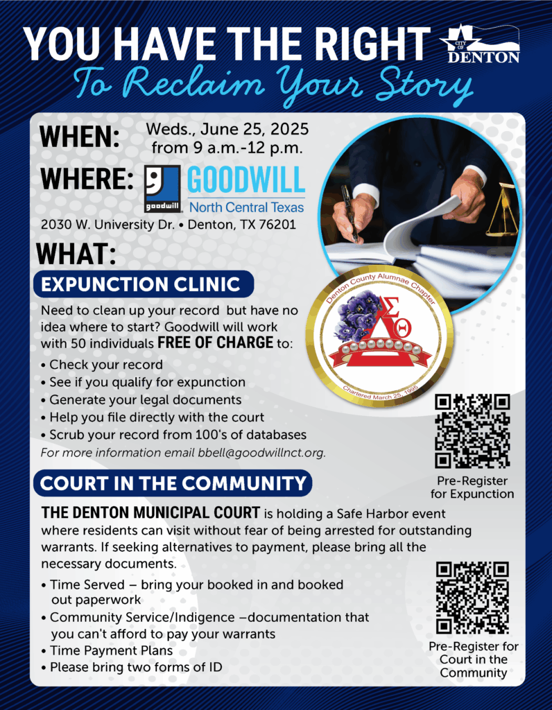 Expunction Clinic and Court in the Community Event | Goodwill North ...